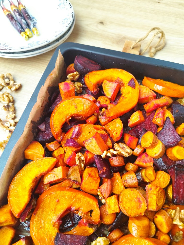 Légumes d’automne rôtis au miel et aux épices – Une abeille en cuisine